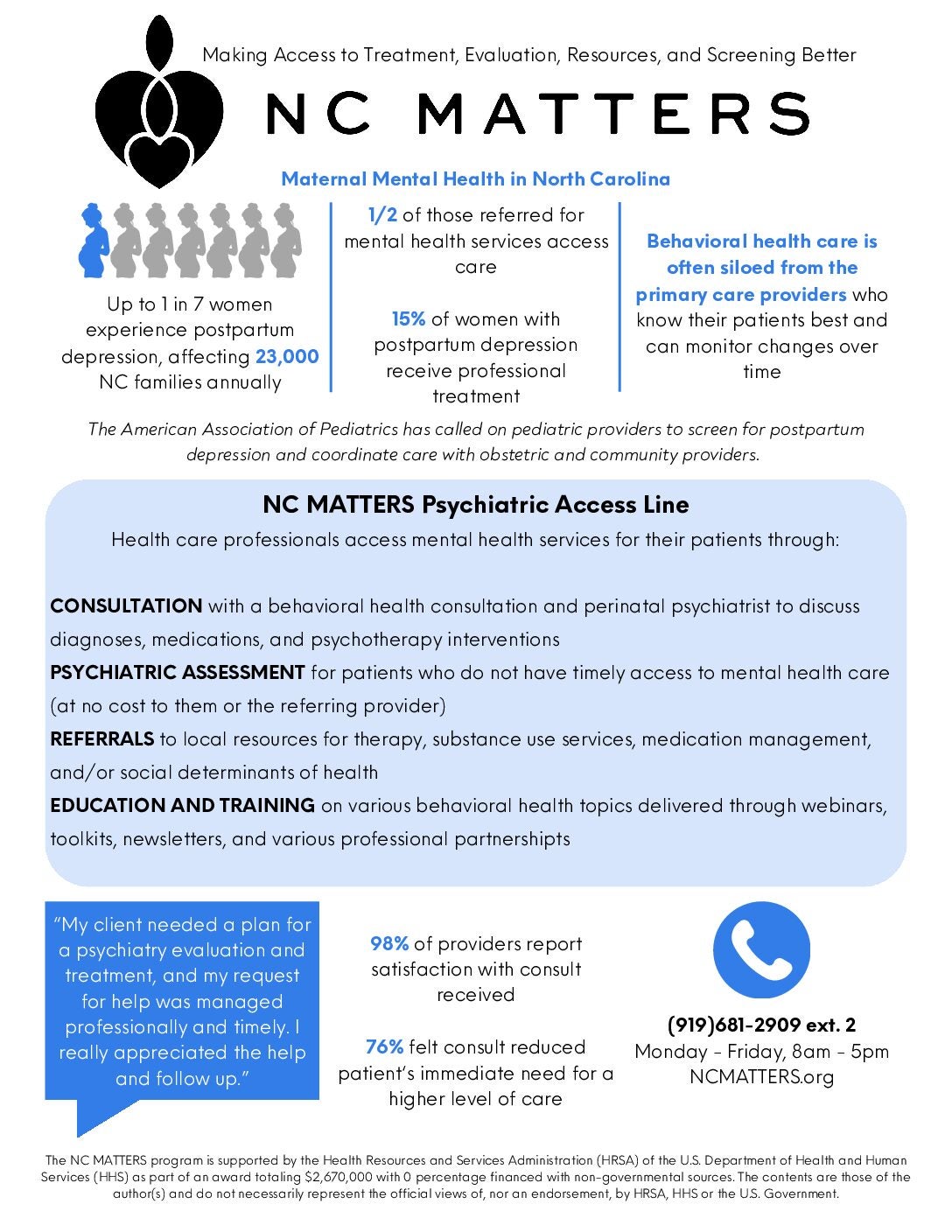 Promotional Materials | NC Maternal Mental Health MATTERS